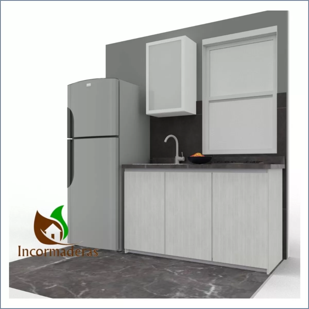 Cocina integral lineal pequeña en Bogotá – Incormaderas